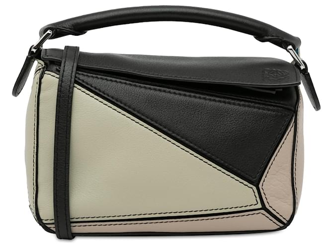 LOEWE Black Mini Tricolor Puzzle Satchel Leather Pony-style calfskin ...