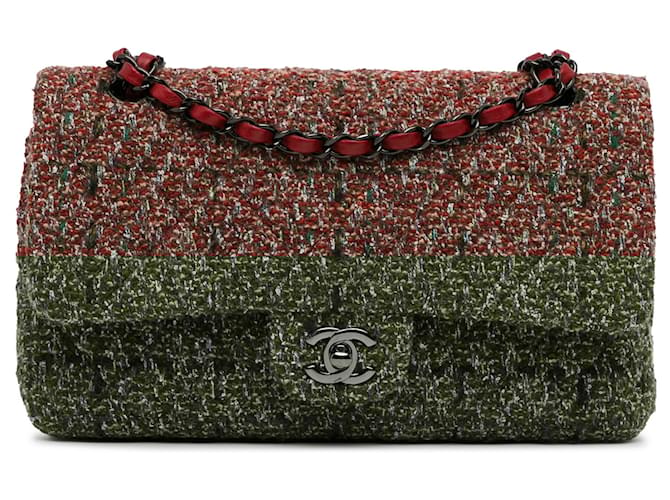 Chanel Red Medium Classic Tweed Double Flap Cloth ref.1418985 - Joli Closet