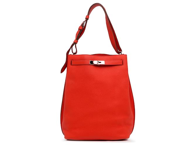 Hermès Hermes Red Togo So Kelly 26 Leather Pony-style calfskin ref ...