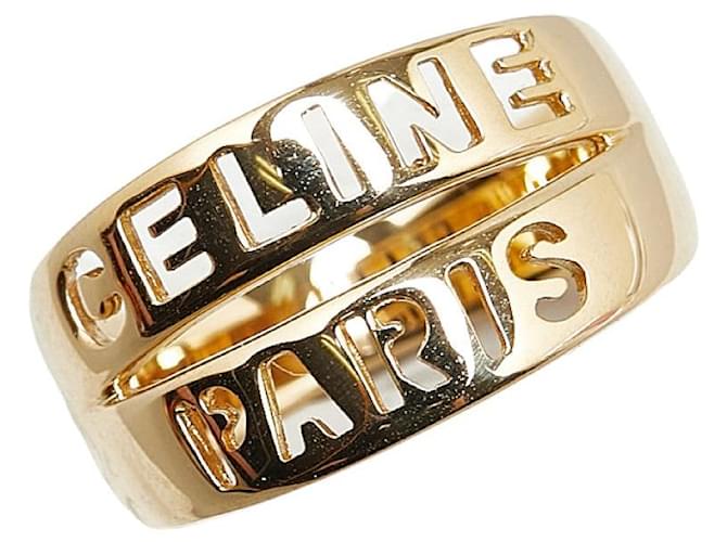 Céline Celine 18K Logo Ring Metal Ring in Excellent condition Golden ...
