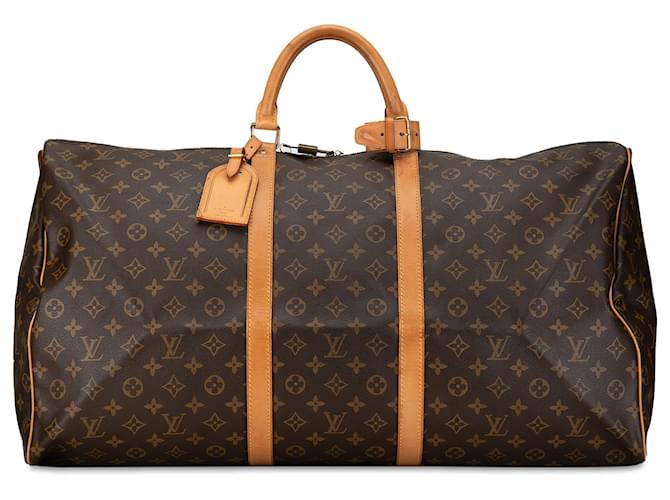 Louis Vuitton Brown Monogram Keepall 60 Leather Cloth ref.1419782 - Joli Closet