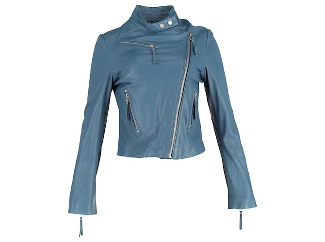 Iro Biker Jacket in Light Blue Leather ref.1422444 - Joli Closet