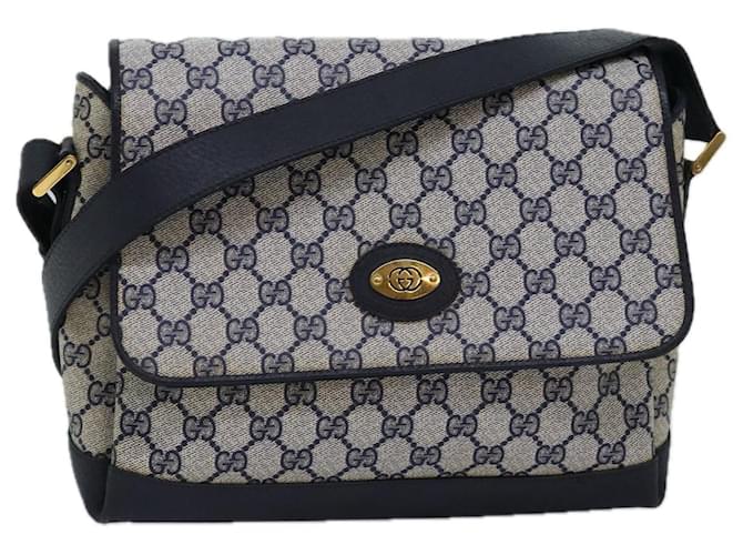 GUCCI GG Supreme Shoulder Bag PVC Navy 001 406 0141 Auth ep4514 Navy ...