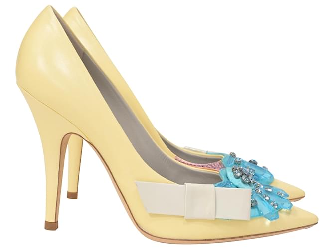 Louis Vuitton Crystal Embellished Pumps in Yellow Leather (Sold) - Joli ...
