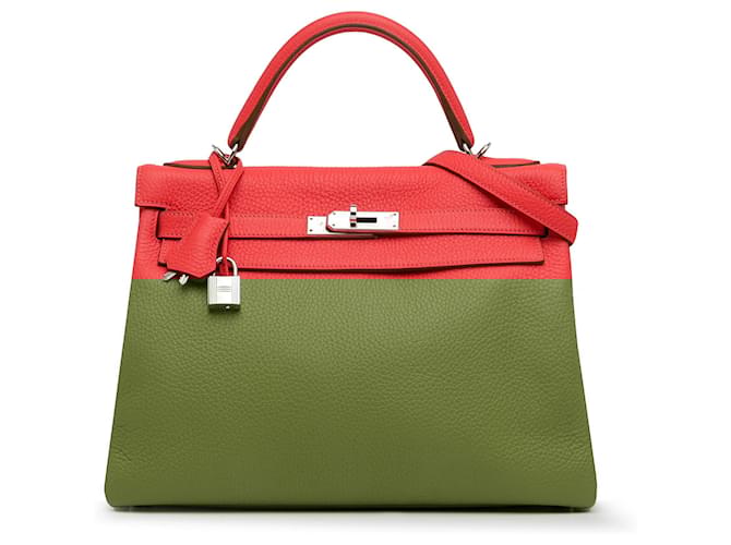 Hermès Red Togo Kelly Retourne 32 Leather Pony-style calfskin ref ...