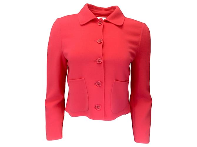 Agnona Raspberry Cropped Button-front Wool Jacket Pink ref.1427263 ...