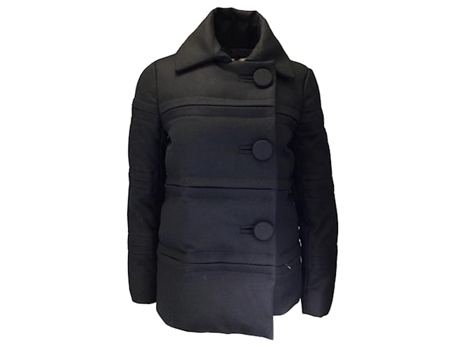Moncler Black Cabin Hostess Button-front Wool Puffer Jacket ref.1428363 ...