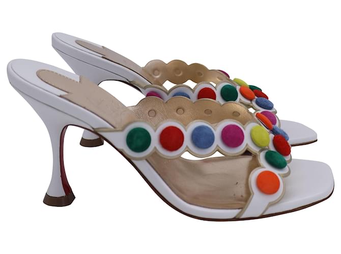 Christian Louboutin Smarta 85 Cross-Strapped With Pom Pom Dots Sandal ...