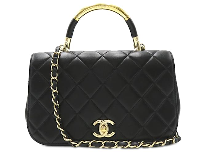 Chanel Black Small Quilted Lambskin Carry Chic Flap Leather ref.1432416 ...