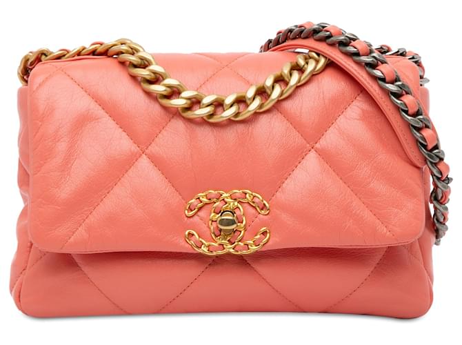 Chanel Pink Medium Lambskin 19 Flap Leather ref.1434034 - Joli Closet