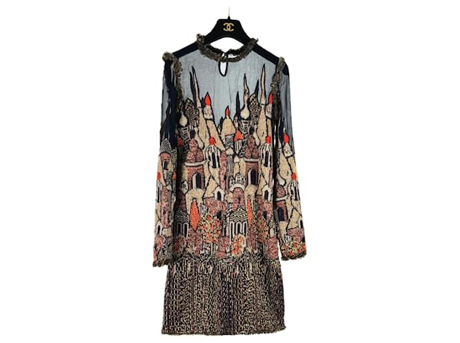 Chanel Robe Runway Skyline des Collectionneurs Laine Multicolore ref ...