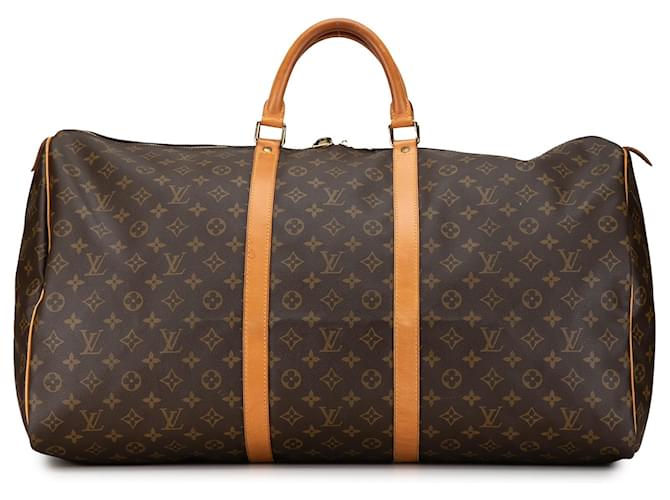 Louis Vuitton Brown Monogram Keepall 60 Leather Cloth ref.1435432 - Joli Closet