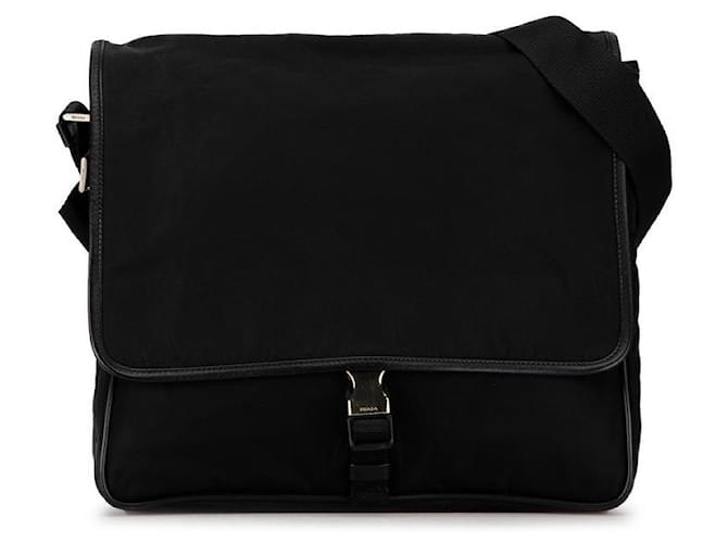 Prada Nylon Leather Triangle Logo Crossbody Bag V166 Black Cloth ref.1438488 - Joli Closet