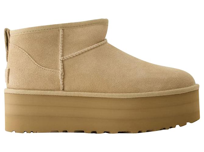 W Classic Ultra Mini Platform Ankle Boots - UGG - Leather - Sand Brown ...