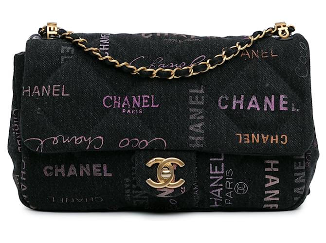 Gray Chanel Medium Quilted Denim Mood Flap Crossbody Bag ref.1444056 ...