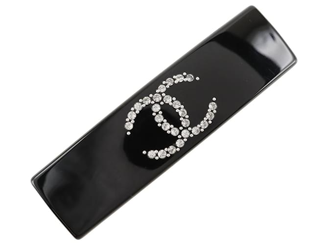 Timeless Chanel Coco Mark Barrette in Black with Rhinestones Plastic ...