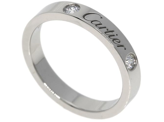 Cartier Engraved 2P Diamond Platinum Band Ring ref.1448375 - Joli Closet