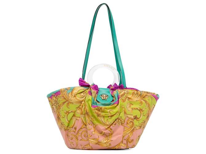 Versace Multi La Medusa Silk & Raffia Basket Bag Multiple colors ref ...