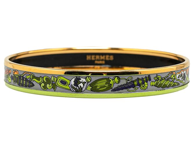 Hermès Gray Narrow Qu Importe Le Falcon Enamel Bangle 70 Metal Gold ...
