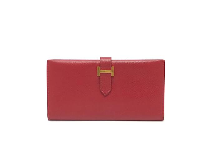 Hermès Hermes Red Leather Long Wallet ref.1456576 - Joli Closet