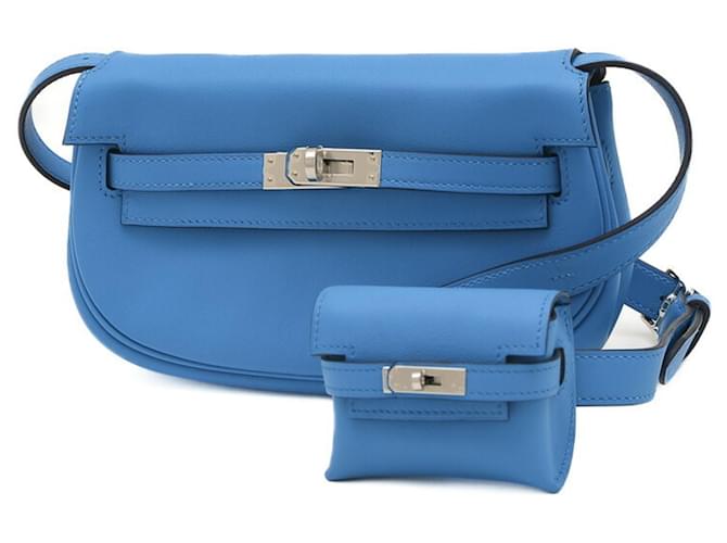 Hermès Hermes Kelly Move Handbag in Swift Blue Frida B Leather ref ...