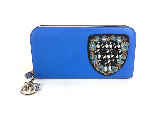 Christian Dior Blue Leather Long Wallet ref.1463328 - Joli Closet