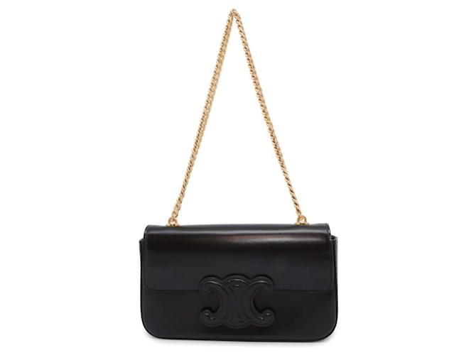 Céline Celine Chain Shoulder Bag in Black Calfskin Leather ref.1463797 ...
