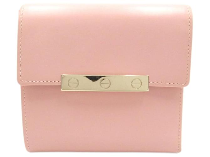Cartier Pink Leather Tri-Fold Wallet ref.1466157 - Joli Closet