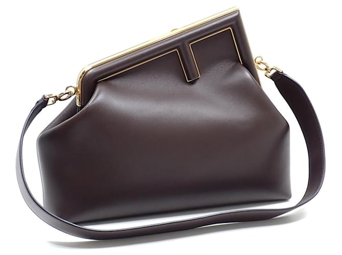 Fendi First Medium Shoulder Bag Dark brown Leather ref.1469688 - Joli ...