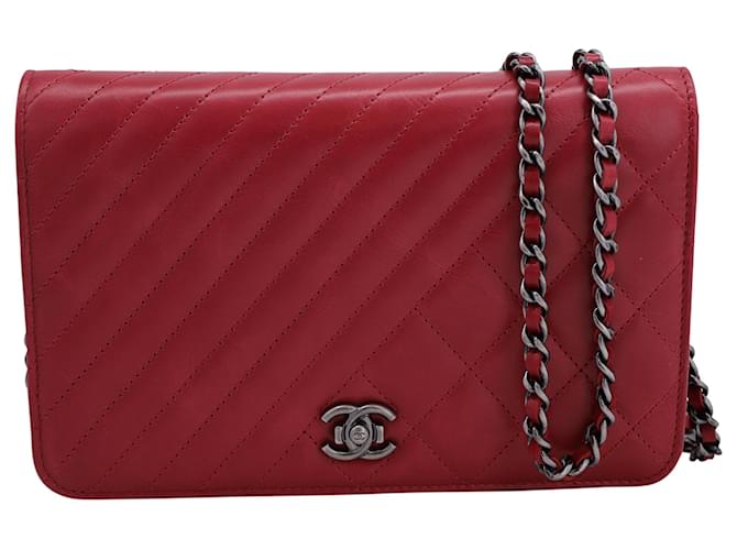 Chanel Coco Boy Wallet on Chain in Red Leather Pony-style calfskin ref ...
