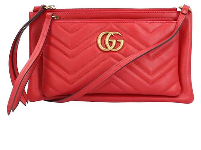 Gucci GG Marmont Red Leather Shoulder Bag ref.1492683 - Joli Closet