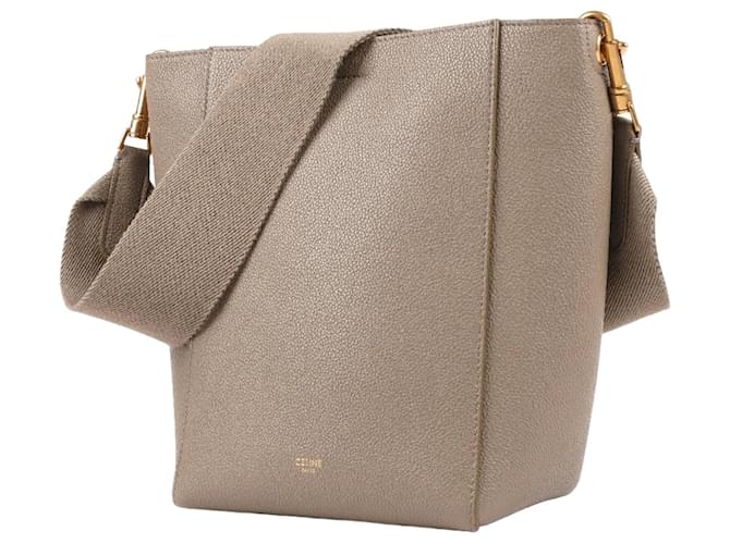 Céline CELINE Small Sangle Bucket Bag in Taupe Beige Leather ref ...