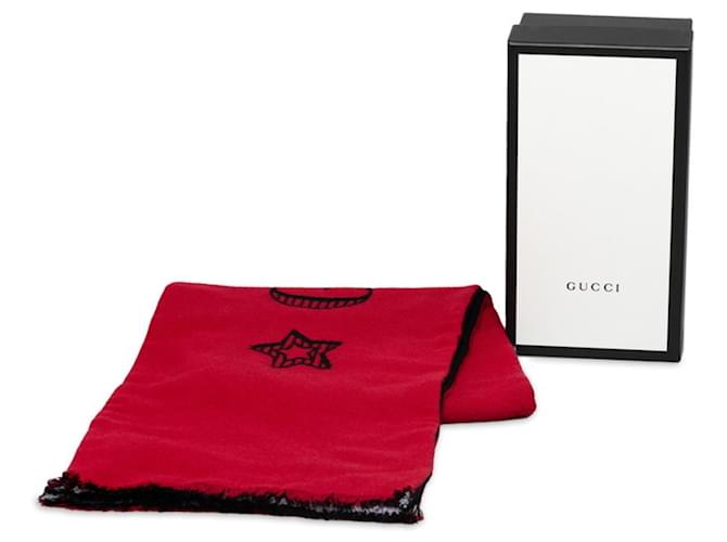 Bufanda reversible GUCCI en lana negra y roja Negro ref.1504082 - Joli ...