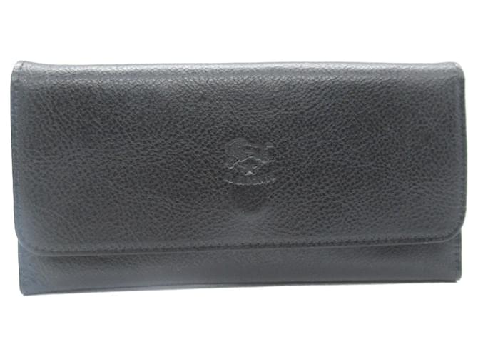 Il Bisonte Black Leather Tri-Fold Long Wallet ref.1506170 - Joli Closet