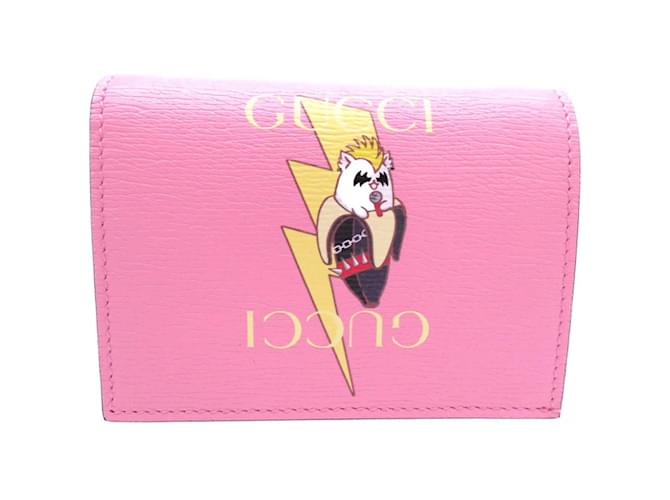 Gucci Bananya Banana Bifold Wallet Pink Leather ref.1507028 - Joli Closet
