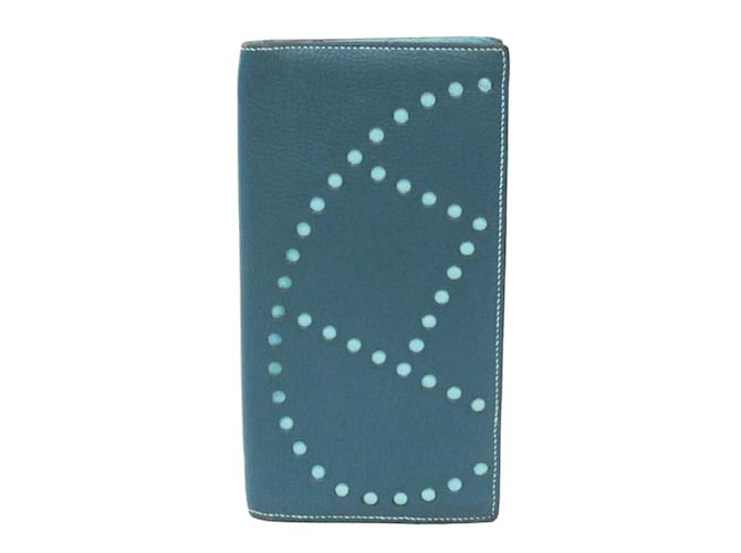Hermès Hermes Evelyne Women's Long Bill Wallet Blue Navy blue Diamond ...
