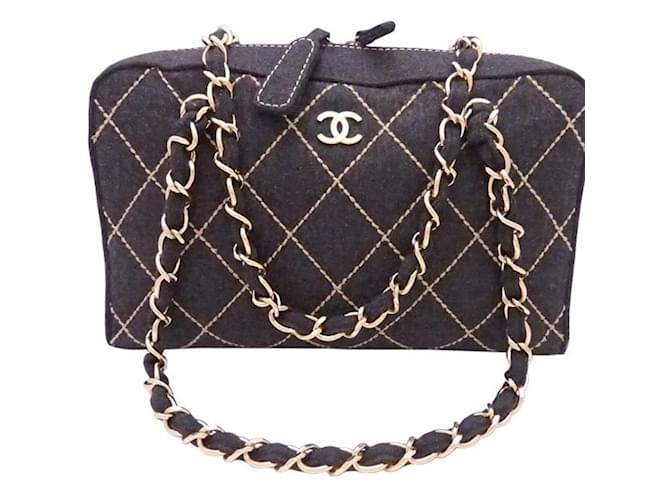 Chanel Wild Stitch Shoulder Bag Dark grey Wool Metal ref.1512773 - Joli ...
