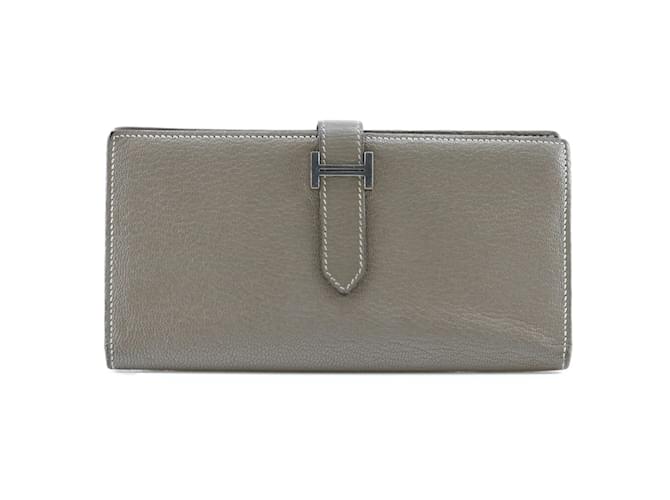 Hermès Hermes Bearn Souffle Long Wallet Taupe Diamond ref.1513467 ...