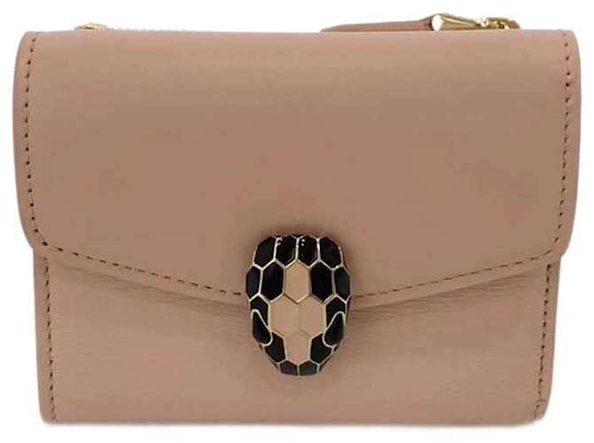 Bulgari Bvlgari Serpenti Forever Tri-fold Wallet Pink Leather ref ...