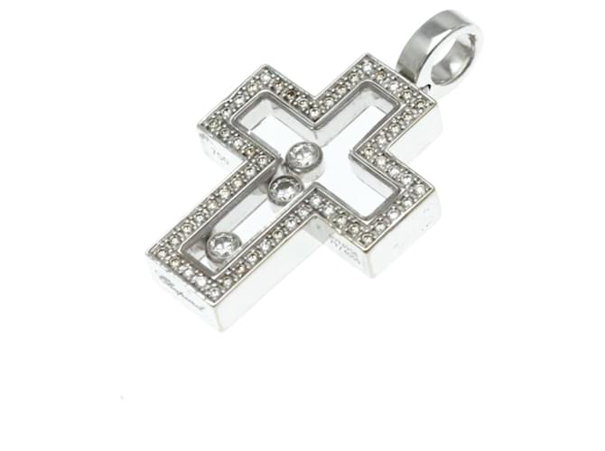 Chopard Happy Diamond Cross Pendant Necklace Silvery White gold ref ...