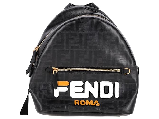 Fendi X Fila Double F Logo Mania Mini Backpack in Black Coated Canvas ...