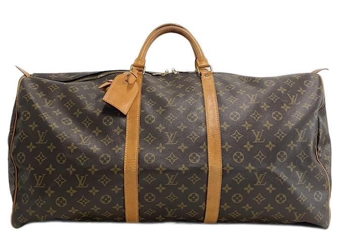Louis Vuitton Brown Monogram Keepall 60 Leather Cloth ref.1534162 - Joli Closet