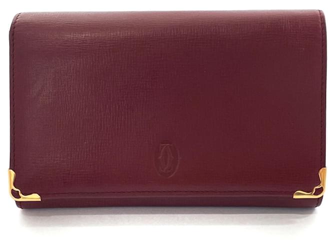 Cartier Must Line Bi-fold Wallet Dark red Leather ref.1537066 - Joli Closet