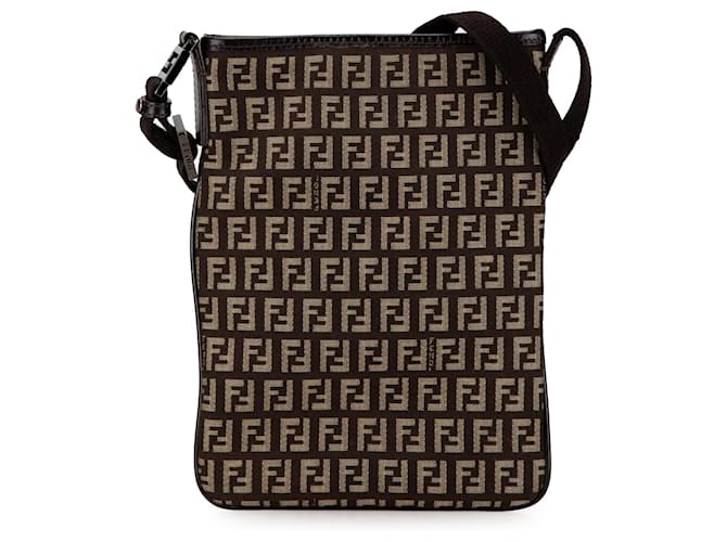Fendi Brown Zucchino Canvas Crossbody Dark brown Cloth Cloth ref ...