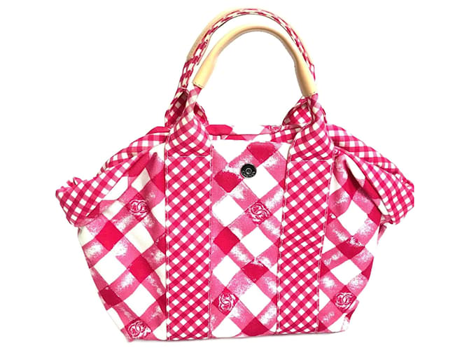 Chanel Check CC Coco Mark Tote Bag Pink White Cloth ref.1549672 - Joli ...