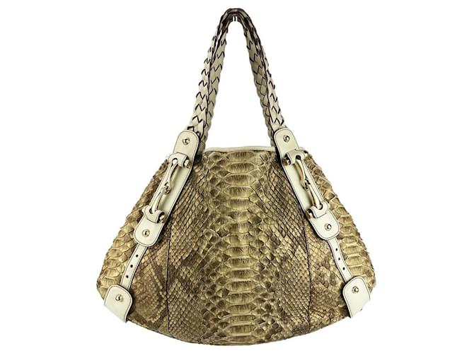 Gucci Python Pelham Shoulder Bag Golden Metallic Leather ref.1552478 ...