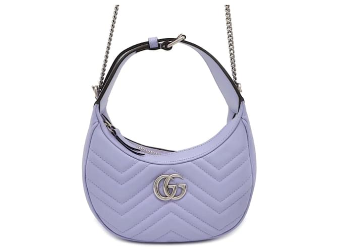 Gucci GG Marmont Half Moon Shape Leather Shoulder Bag Purple ref ...