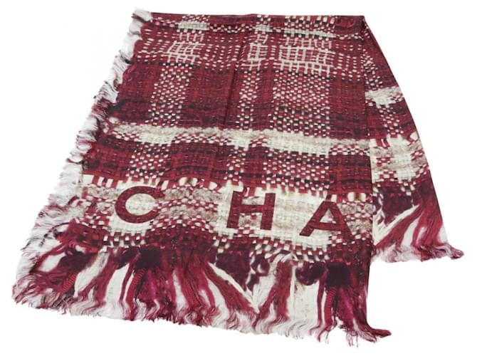 Chanel Silk Stole in Bordeaux Multi-color Multiple colors Dark red ref ...