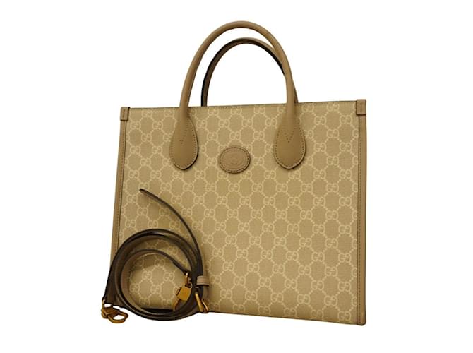 Gucci GG Supreme Handbag Beige Leather Plastic ref.1584780 - Joli Closet