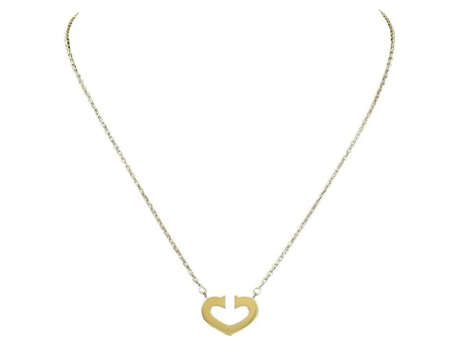 Cartier C heart Necklace Golden Metallic White gold Metal ref.1585283 ...
